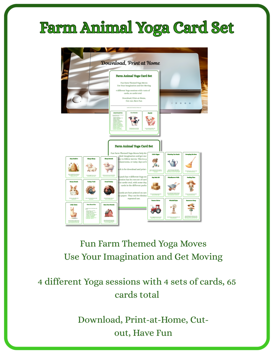Farm Animal Yoga Card Set - out standing in the field